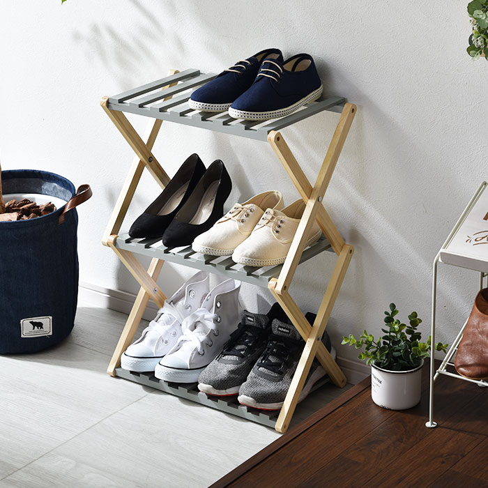 天然木 折りたたみ ラック フリー 3段｜ユニットシェルフ 家具・インテリアの通販｜Rafila（ラフィラ）